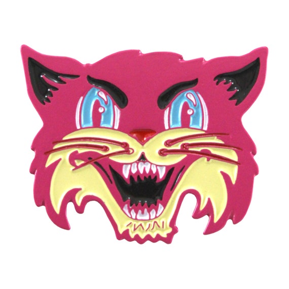 Pink Cat enamel Pin | Etsy