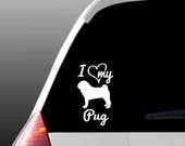 I Love My Pug/pugs Car Window Decal - Etsy