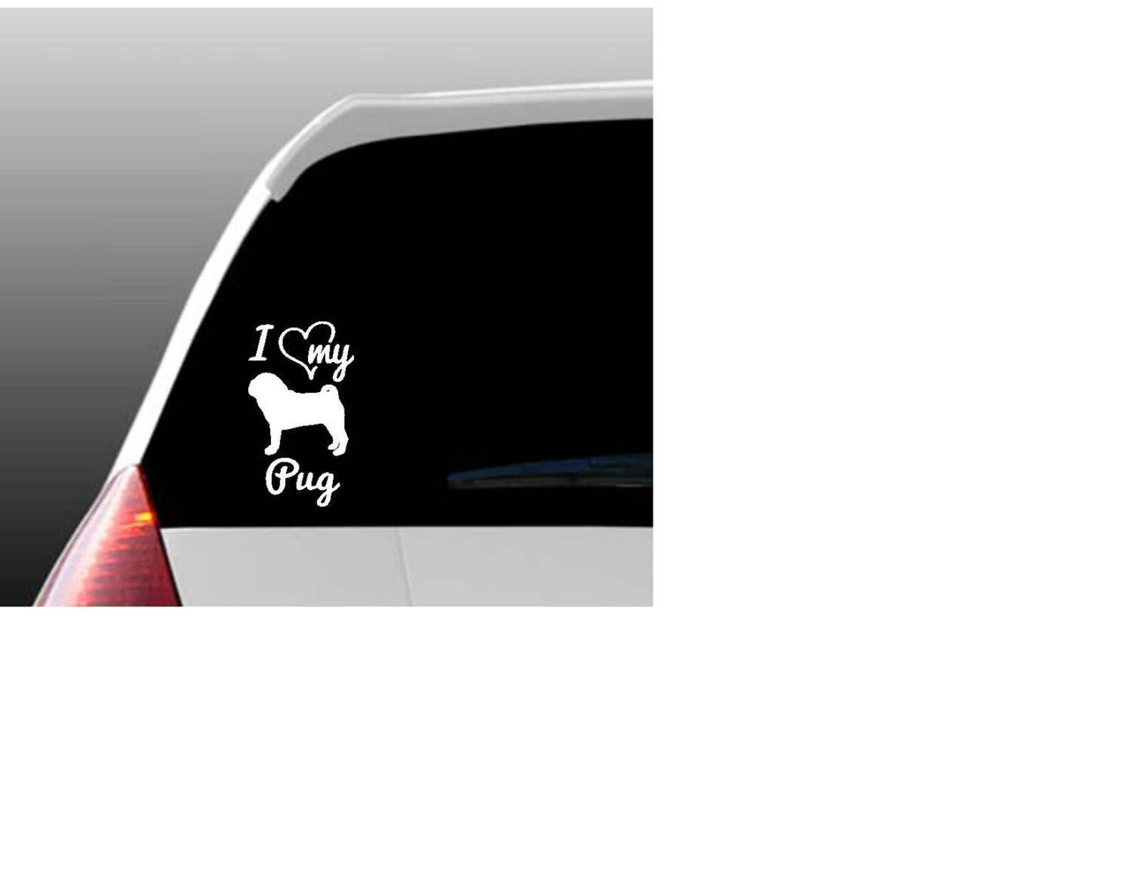 I Love My Pug/pugs Car Window Decal - Etsy