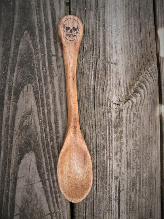 Wooden Skull Spoon Wood Spoon With Skull Wood Spoon Skull | Etsy