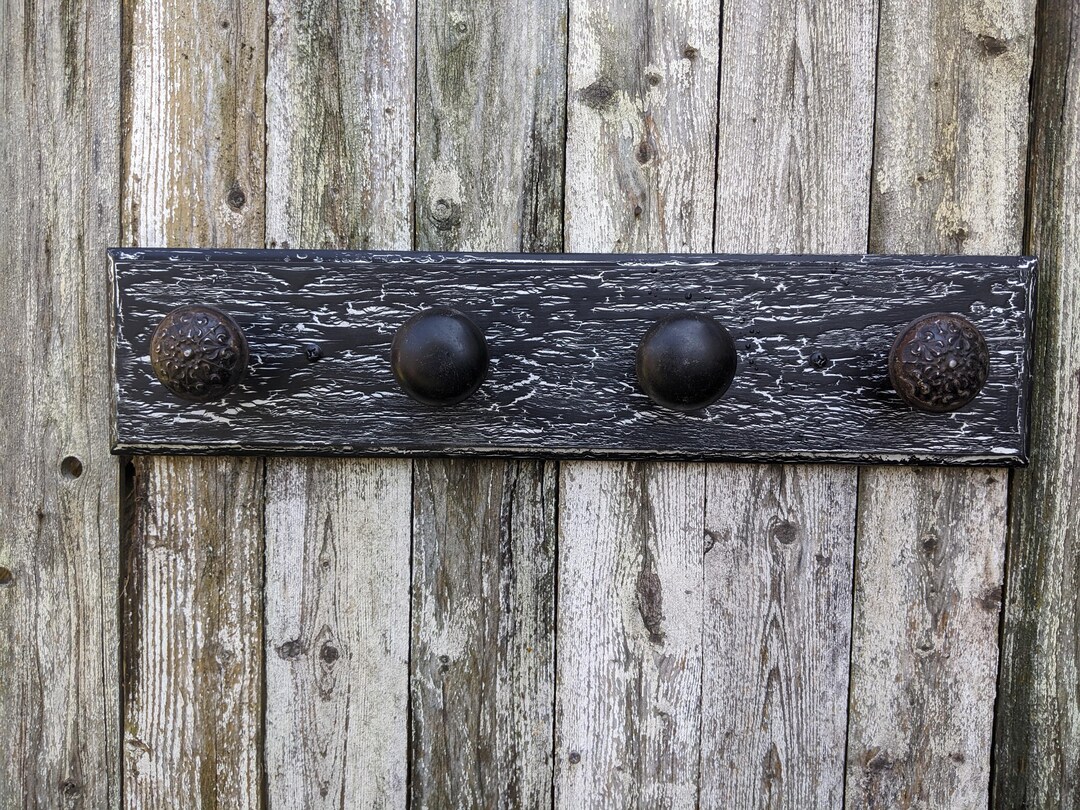 Black Door Knob Coat Rack, Rustic Decor, Coat Hanger, Barn Wood ...