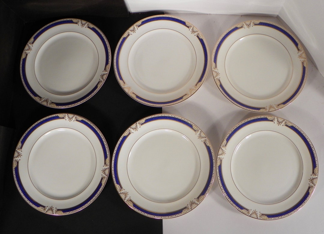 Mikasa GRIMALDI Salad Plate s Lot of 6 Blue Rim Petite Bone China - Etsy