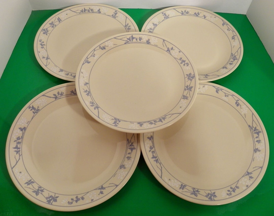 Corelle FIRST OF SPRING Dinner Plate s Lot of 5 White Flowers Corning ...