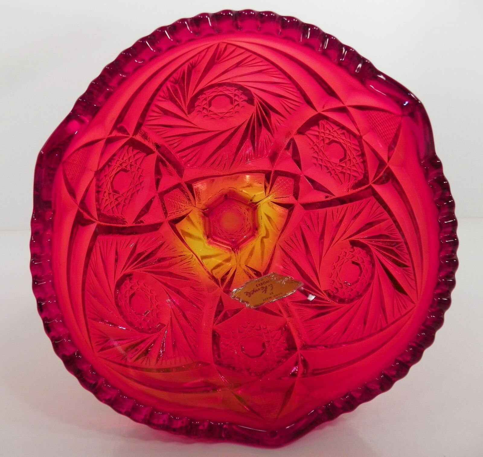 Kemple Glass SUNBURST Amberina Compote Candy Dish - Etsy