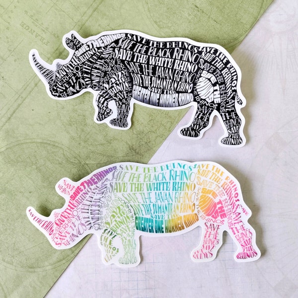 Rhino Sticker - Etsy