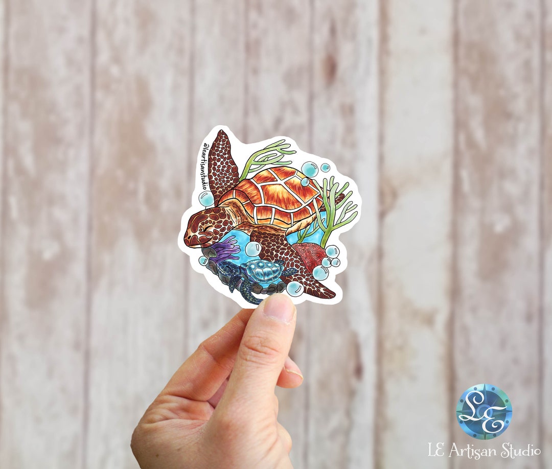 Sea Turtle Sticker Animal Sticker Baby Turtle Sticker Ocean - Etsy