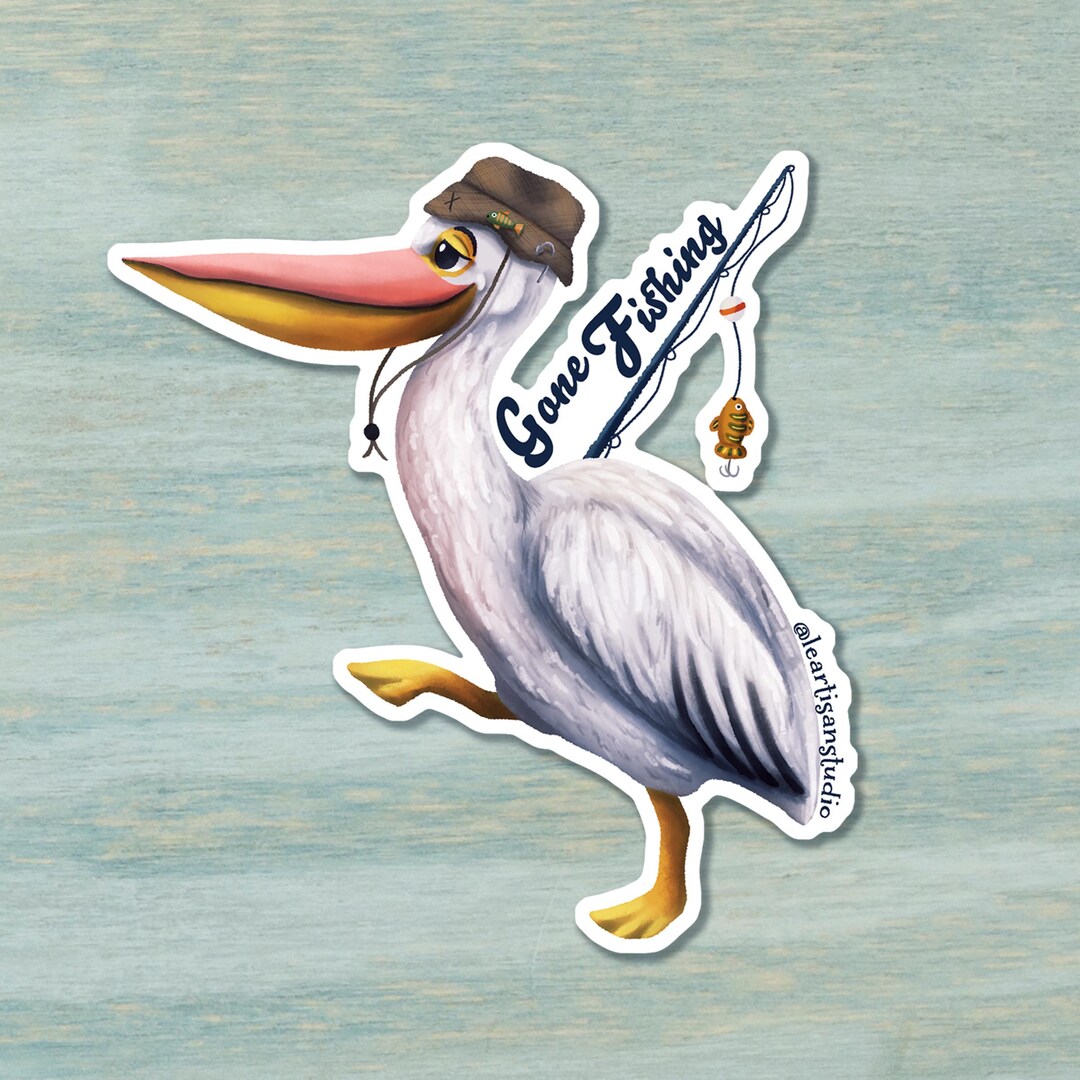 Pelican Fishing Sticker Weatherproof Conservation Bird Decal - Etsy