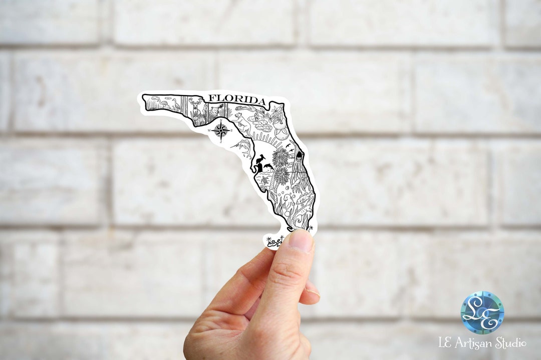 Florida State Sticker Florida Decal Travel Sticker Car Decal - Etsy