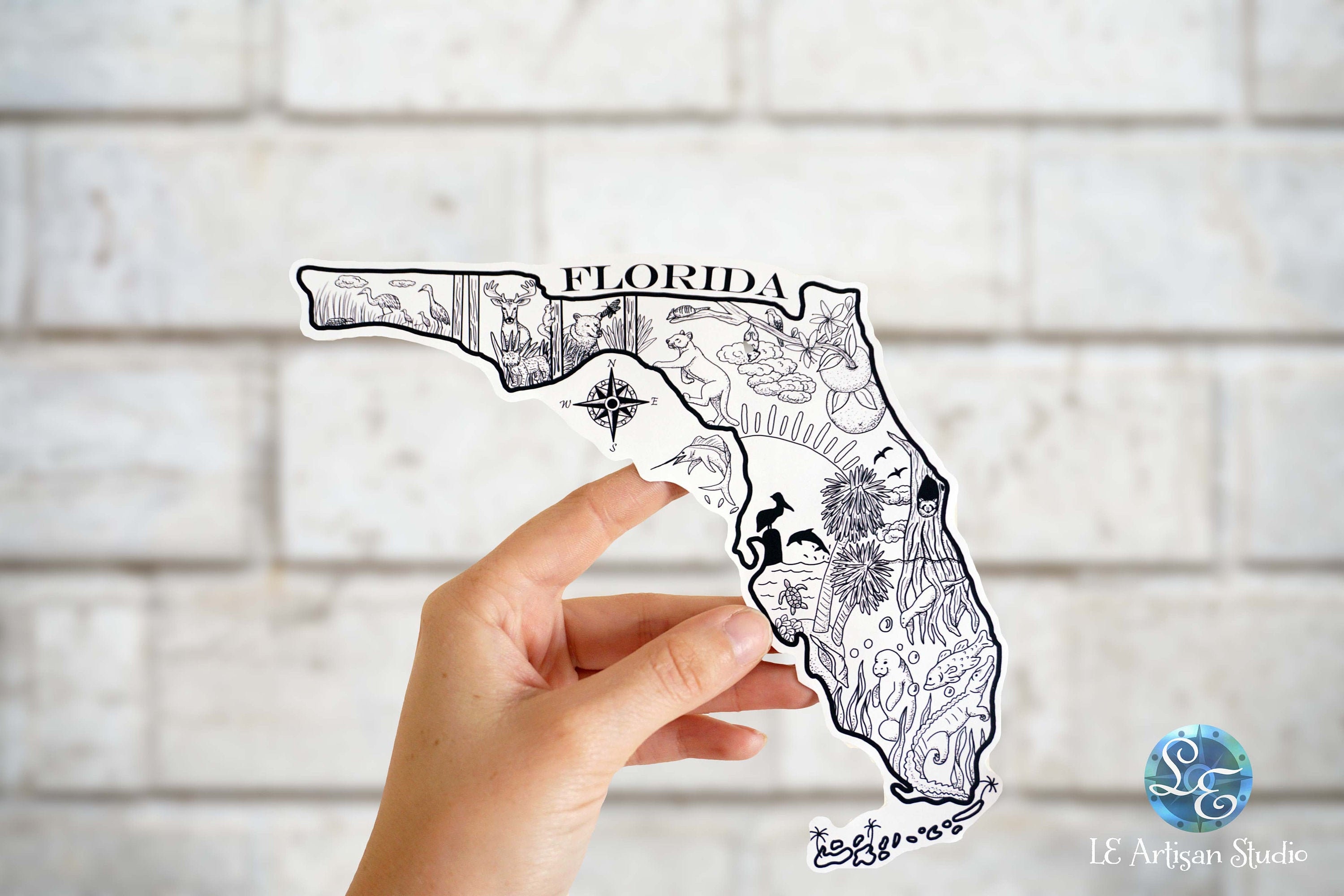 Florida State Sticker Florida Decal Travel Sticker Car Decal | Etsy