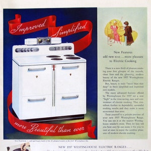 1937 Westinghouse Electric Range Stove Ad 1930s Kitchen Decor Nostalgic ...