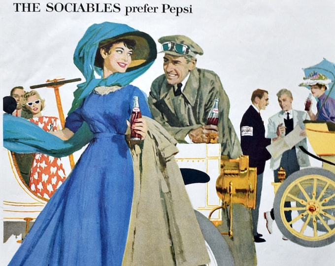 Vintage 1960 Ad, Pepsi Sociables, Classic Car Show, 60s Fashion Art ...