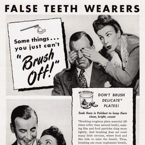 1947 Polident Denture Cream Ad, 1940s Americana, Gift for Dentist ...