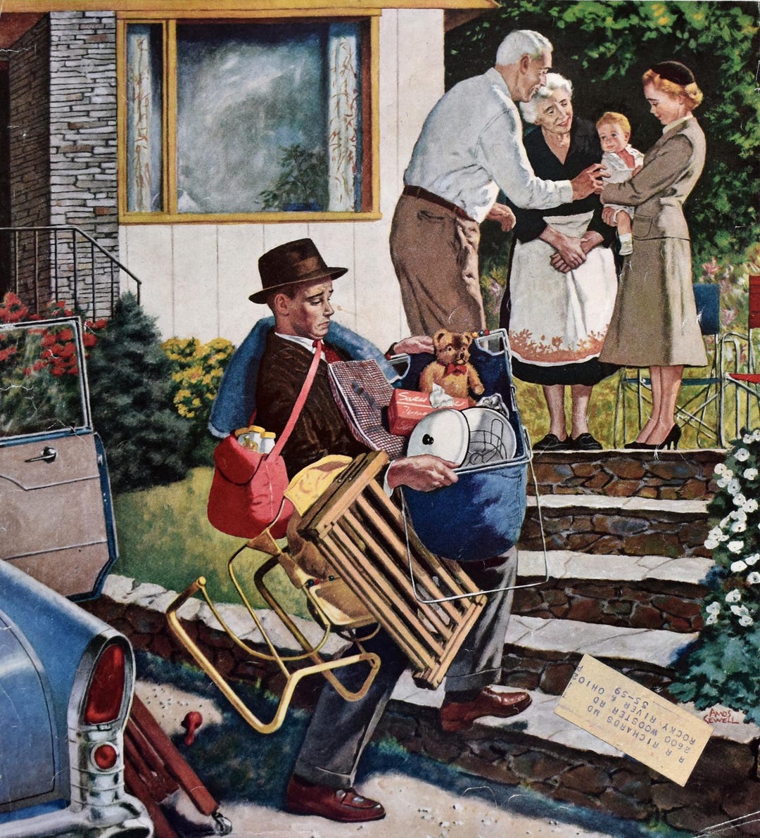 1957 Saturday Evening Post Magazine Cover, New Parents Gift, Retro ...