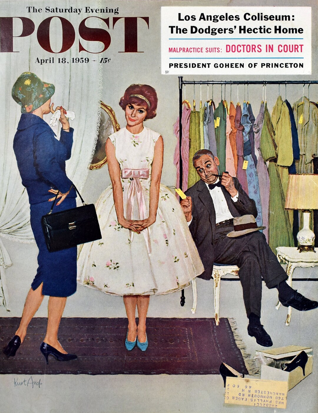 1959 First Prom Dress, Saturday Evening Post Cover, Vintage 1950s ...