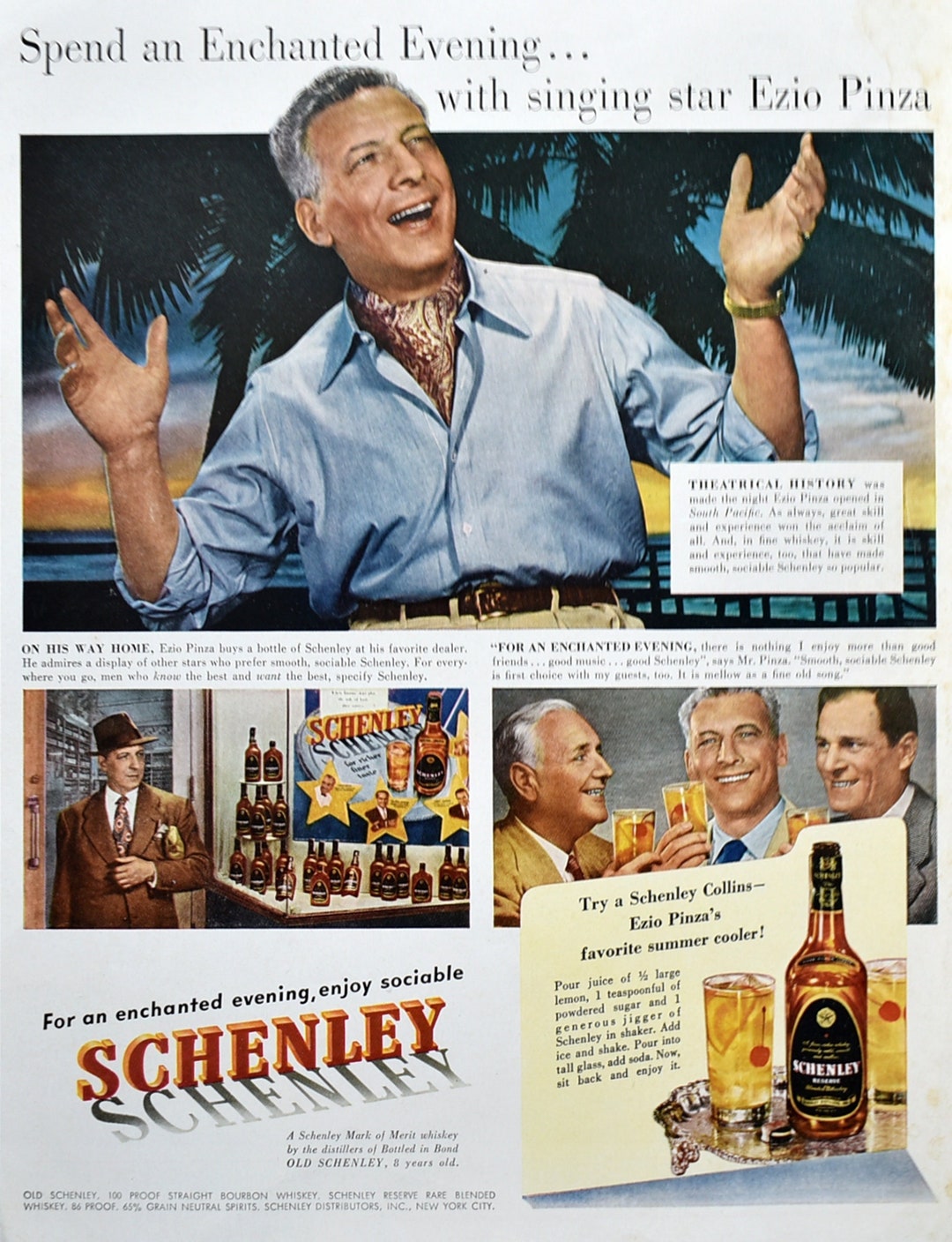 1950 Schenley Reserve Ad, Canadian Whiskey, 1950s Broadway Musicals ...