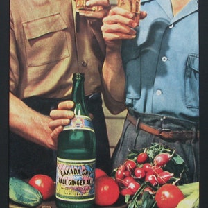 1944 Canada Dry Pale Ginger Ale Ad - Retro Man Cave Decor - 1940s ...
