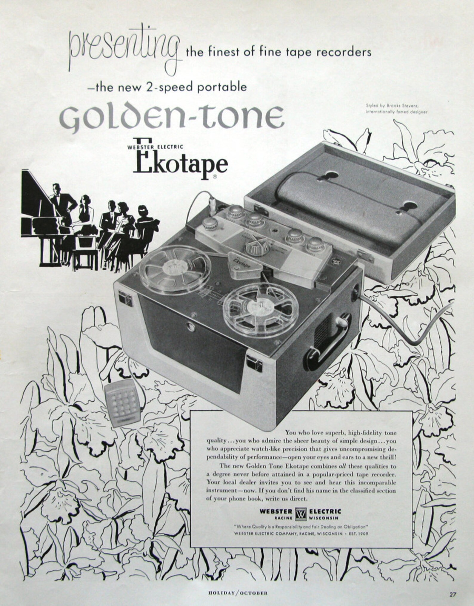 1953 Webster Electric Ad Golden Tone Ekotape 1950s Tape - Etsy Canada