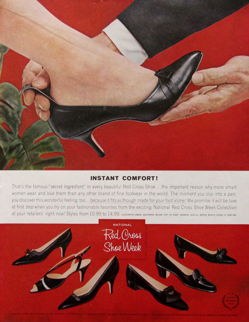 1961 Red Cross Shoes Ad 1960s Shoe Styles Mid Century - Etsy