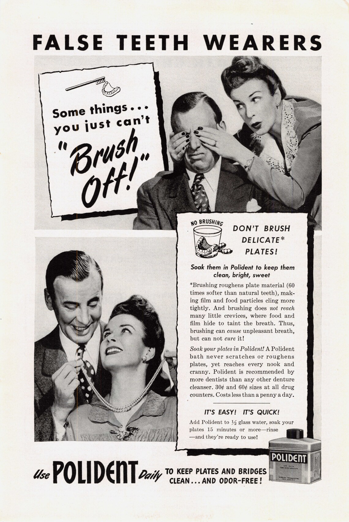 1947 Polident Denture Cream Ad 1940s Nostalgia Toothpaste - Etsy Israel