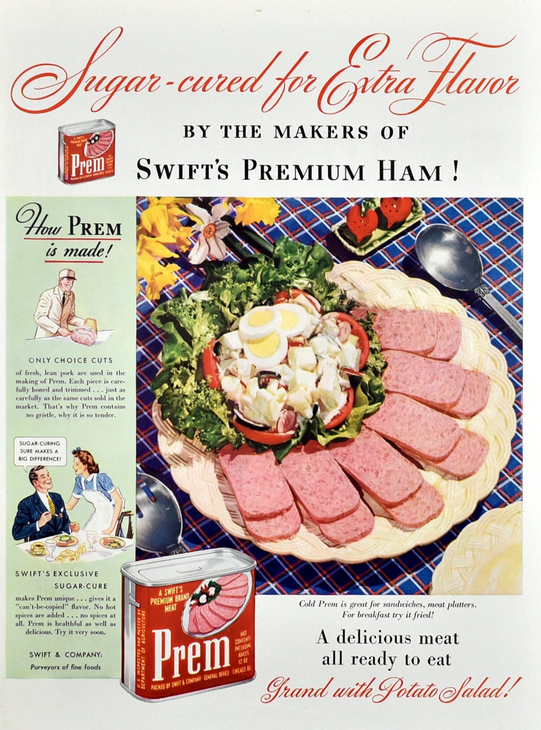 1941 Swift's Premium Ham Ad, 1940s Kitchen Decor, Vintage Food Ads, 40s ...