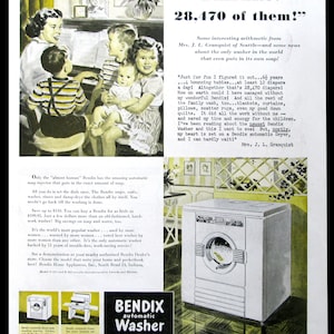 1948 Bendix Automatic Washer Ad, Vintage Laundry Ads, Laundry Room ...