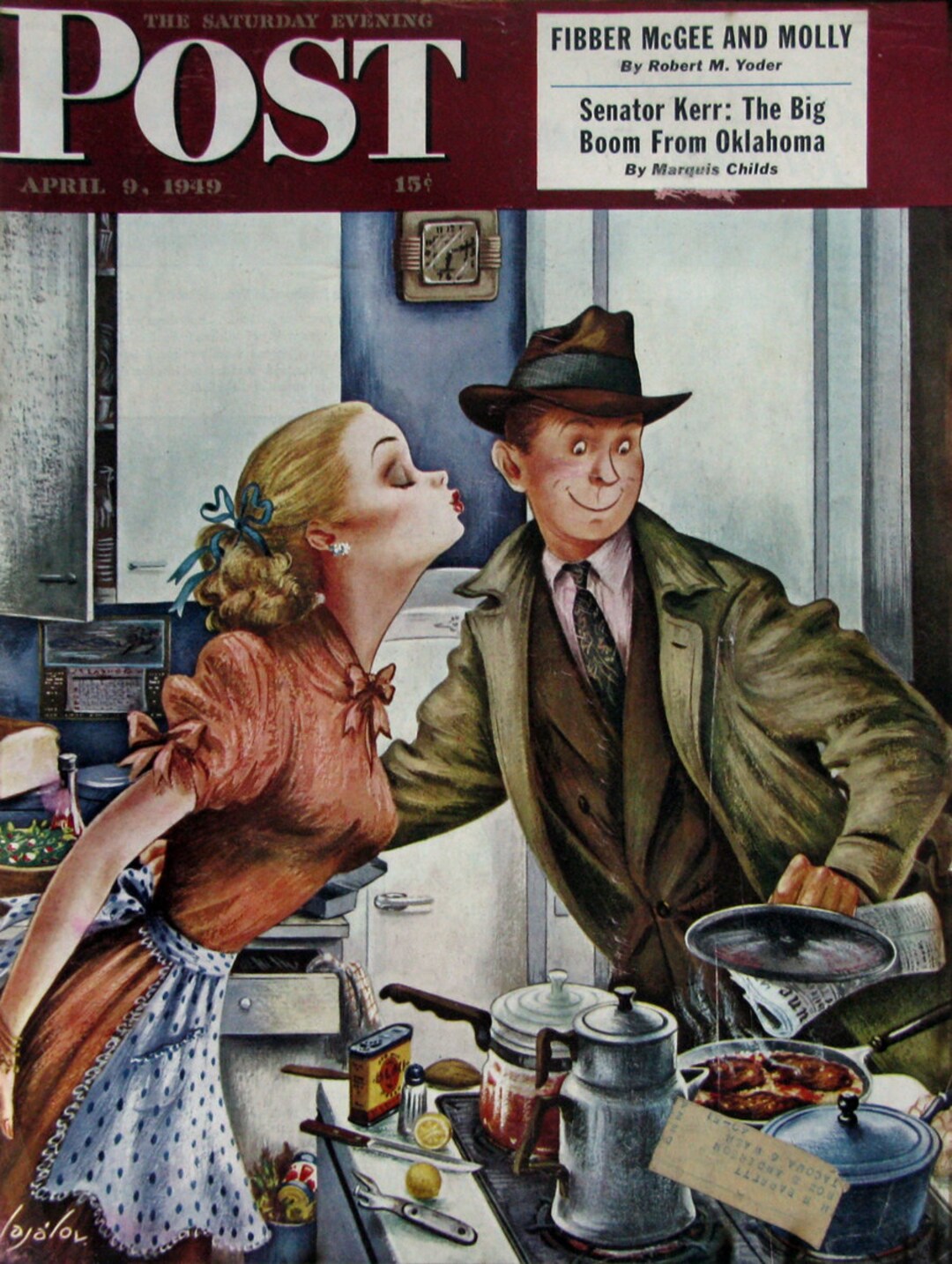 1949 Saturday Evening Post Cover Art, First Anniversary Gifts, Vintage ...