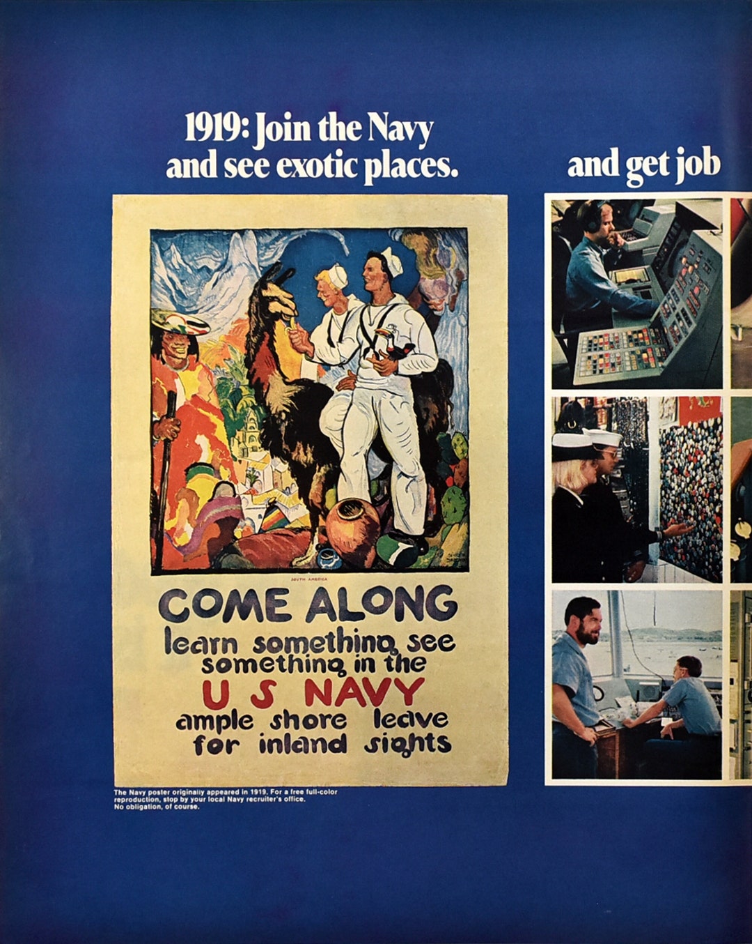 1972 US Navy Recruiting Ad, Navy Veteran Gift, Man Cave Decor, US ...