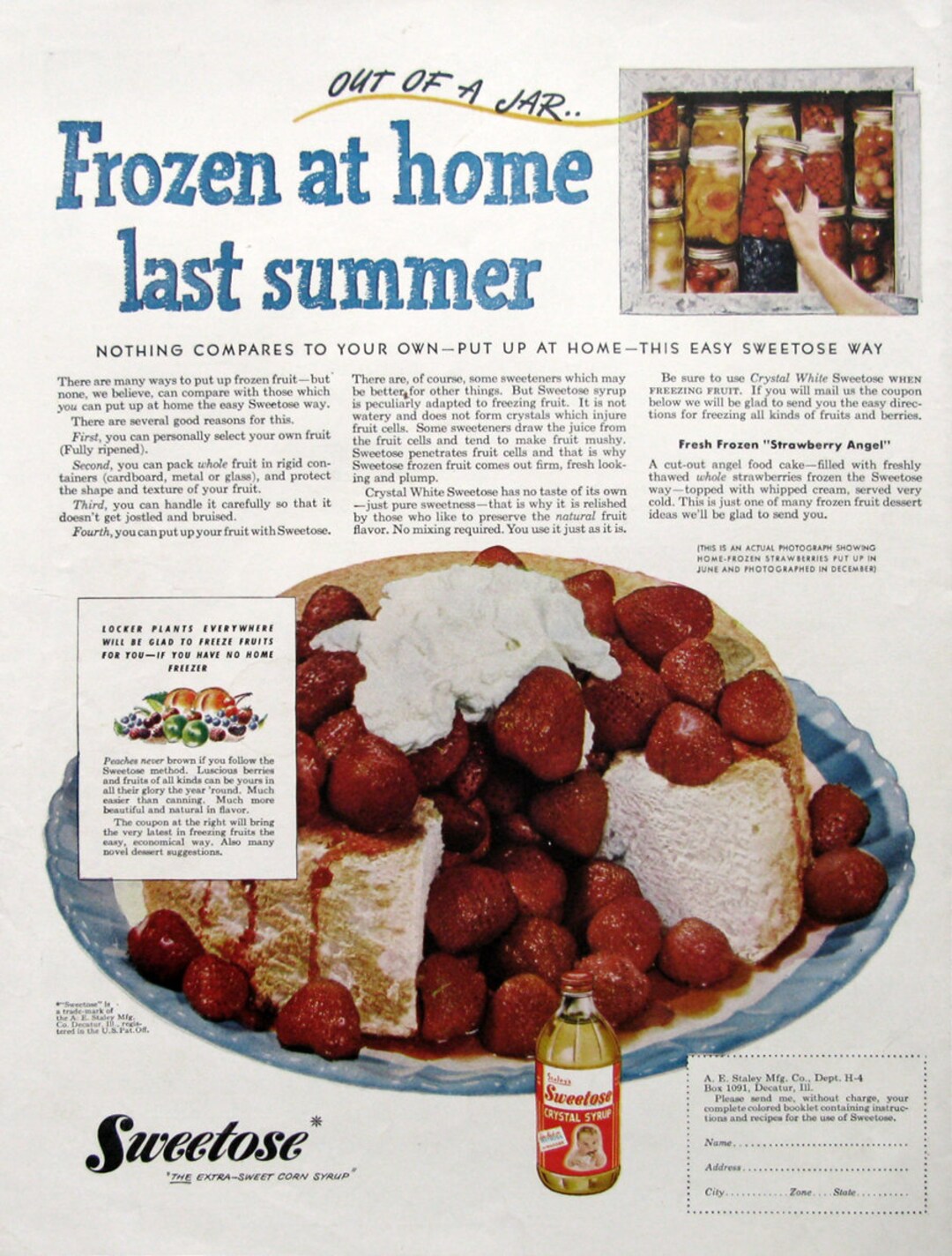 1948 Sweetose Corn Syrup Ad, Vintage Ads 1940s, Farmhouse Kitchen Wall ...