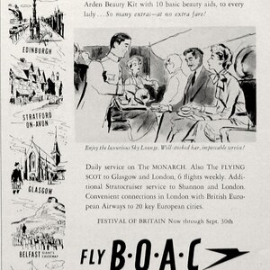 1951 BOAC Monarch Stratocruiser Vintage Ad, Boeing 377, 1950s BOAC Ads ...