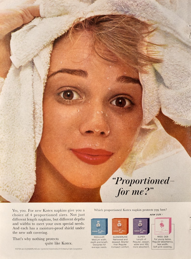 1960s Kotex Ads 1960s Teenage Girl Maxi Pads Advert Health - Etsy