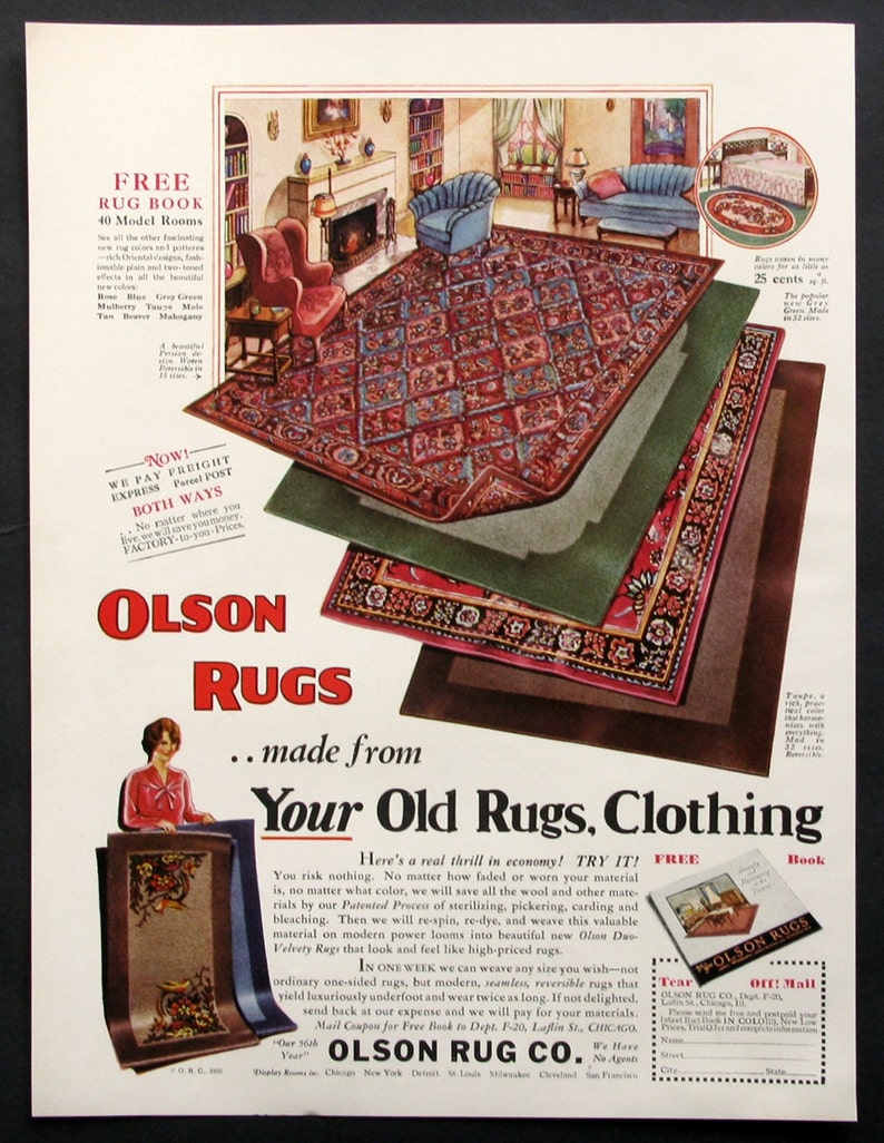 1930 Olson Rugs Ad 30s Living Room Decor Interior Design - Etsy