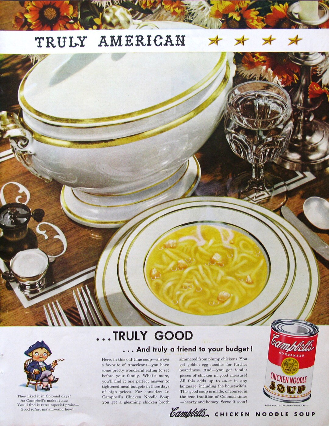 1948 Campbell's Chicken Noodle Soup Vintage Food Ads, Early American ...