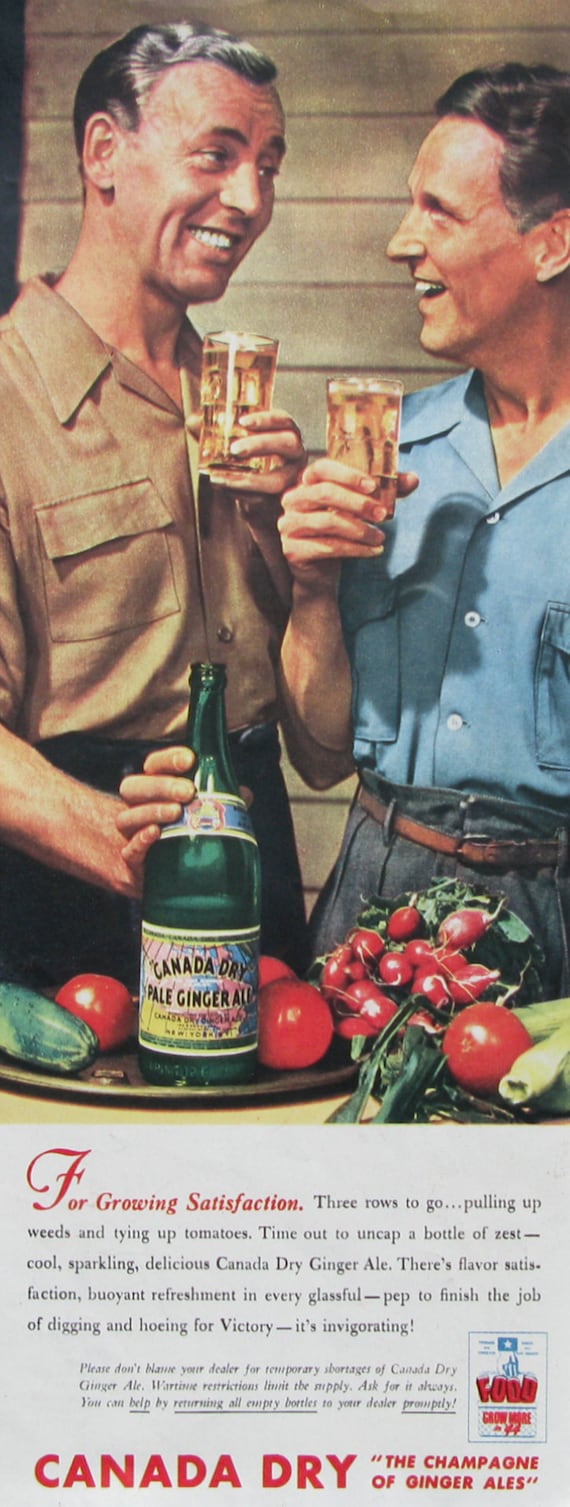 1944 Canada Dry Pale Ginger Ale Ad Retro Man Cave Decor - Etsy