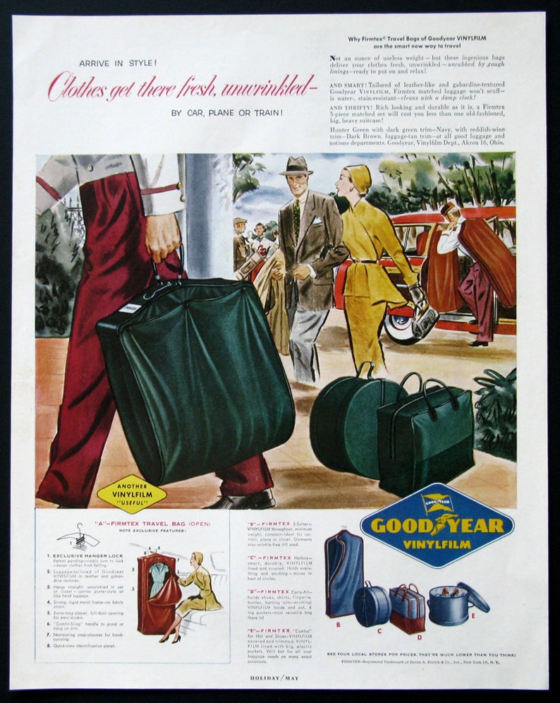 1953 Goodyear Luggage Ad Vintage Travel Ads 1950s Couple on - Etsy