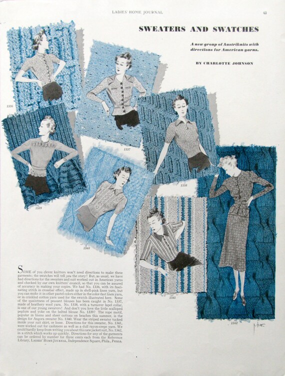 1937 Austriknits Sweaters & Swatches Ad 1930s Women's | Etsy