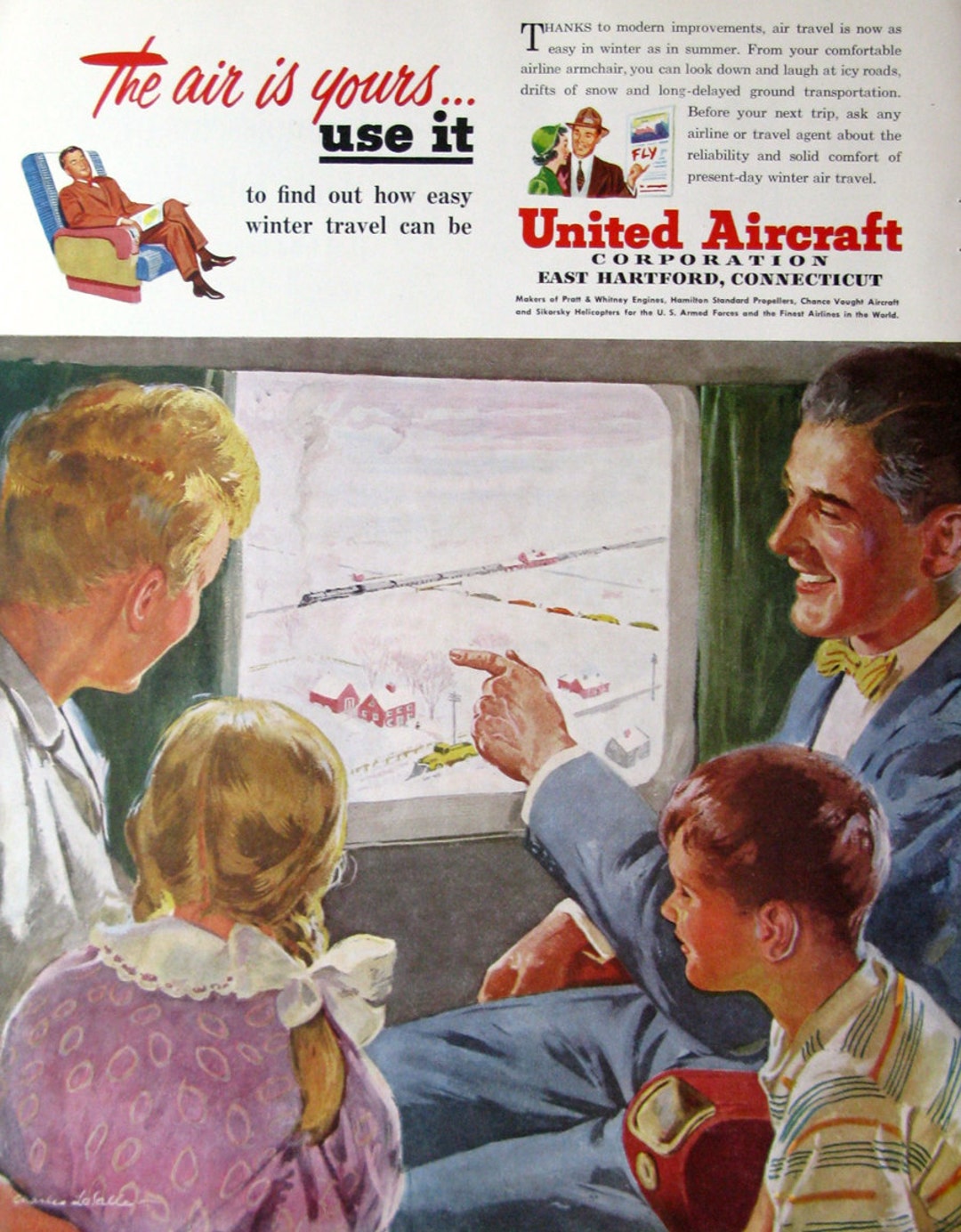 Vintage 1950 United Aircraft Ad 1950s Family Traveling - Etsy Canada