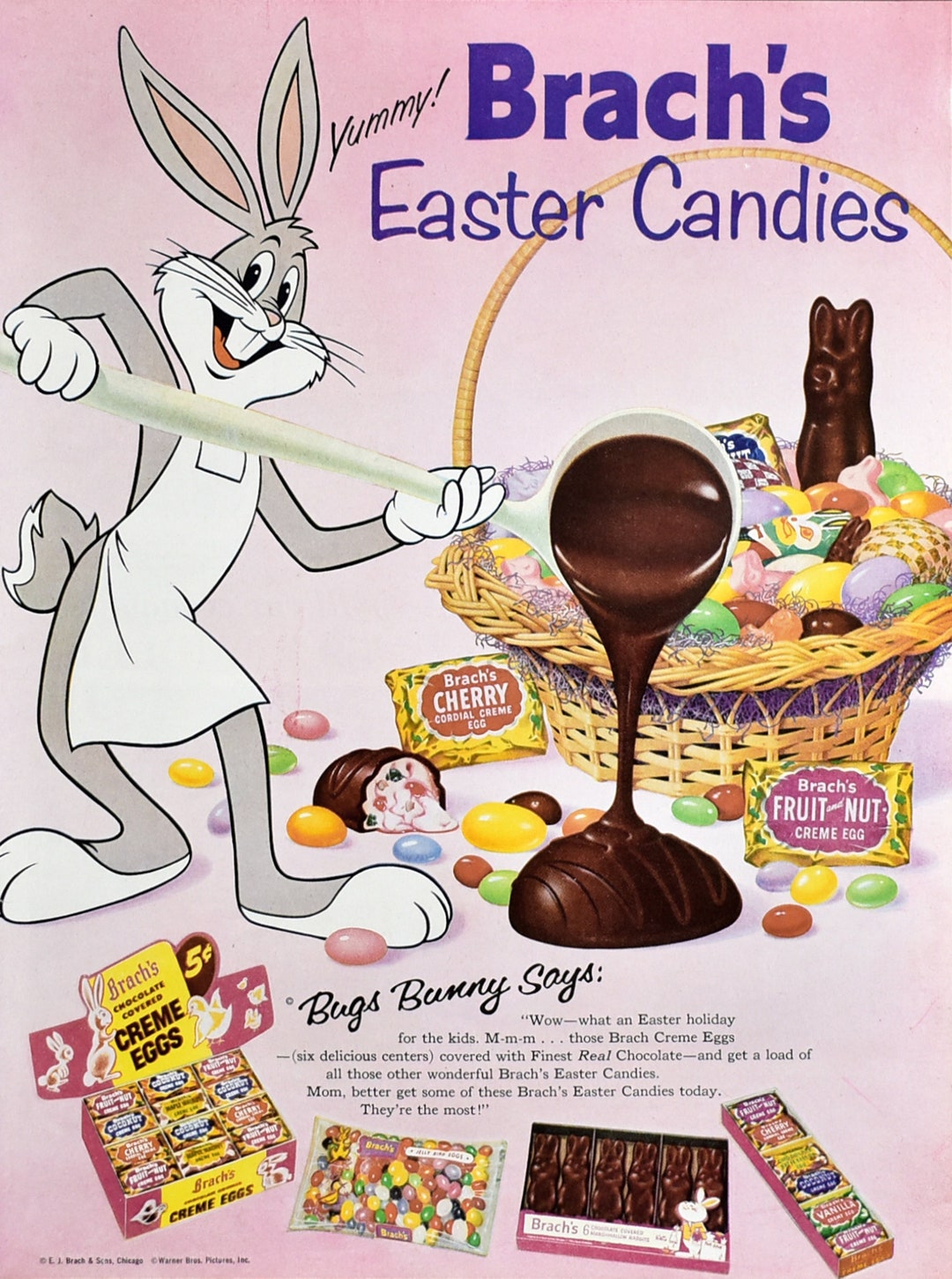 1959 Retro Easter Decor, Brach's Easter Candy Vintage Ad, Spring Wall ...