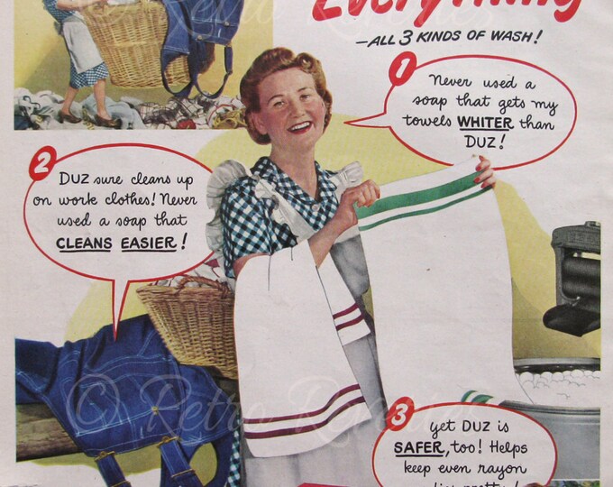 1945 Duz Detergent Ad - Retro Laundry Soap Powder - Duz Does Everything ...