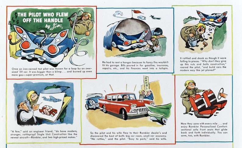 1959 Rambler Car Ads 1950s Airport United Airlines Gift for - Etsy