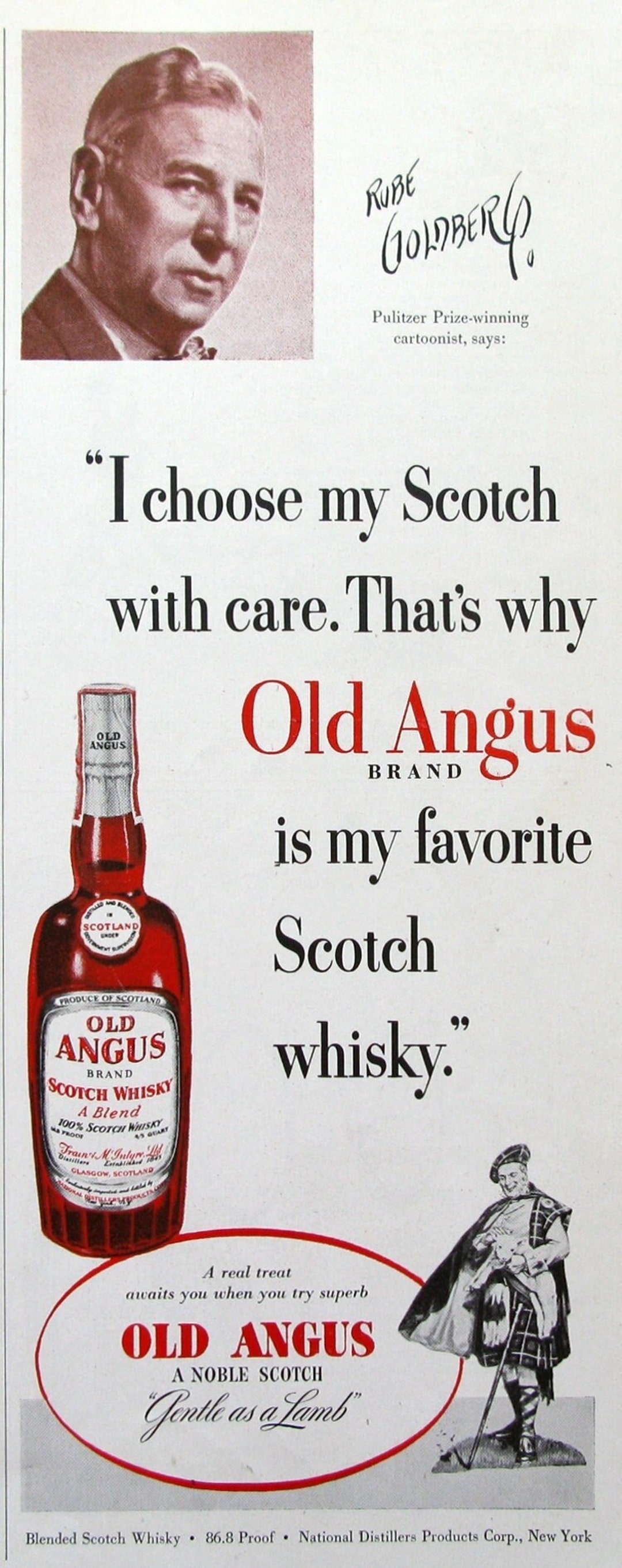 1951 Old Angus Scotch Whisky Ad, WWII Cartoonist Rube Goldberg, Retro ...