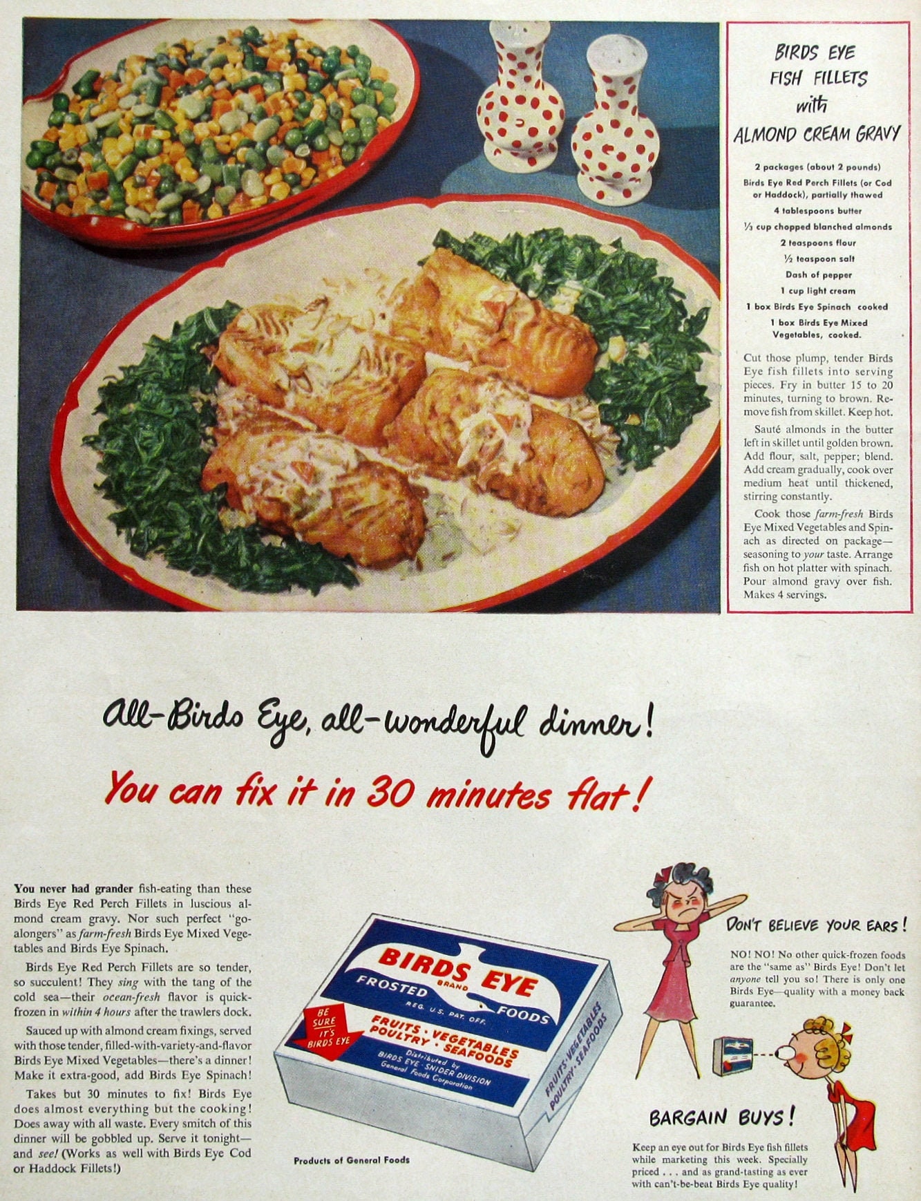 1947 Birds Eye Vegetables Ad Vintage Food Ads 1940s - Etsy España