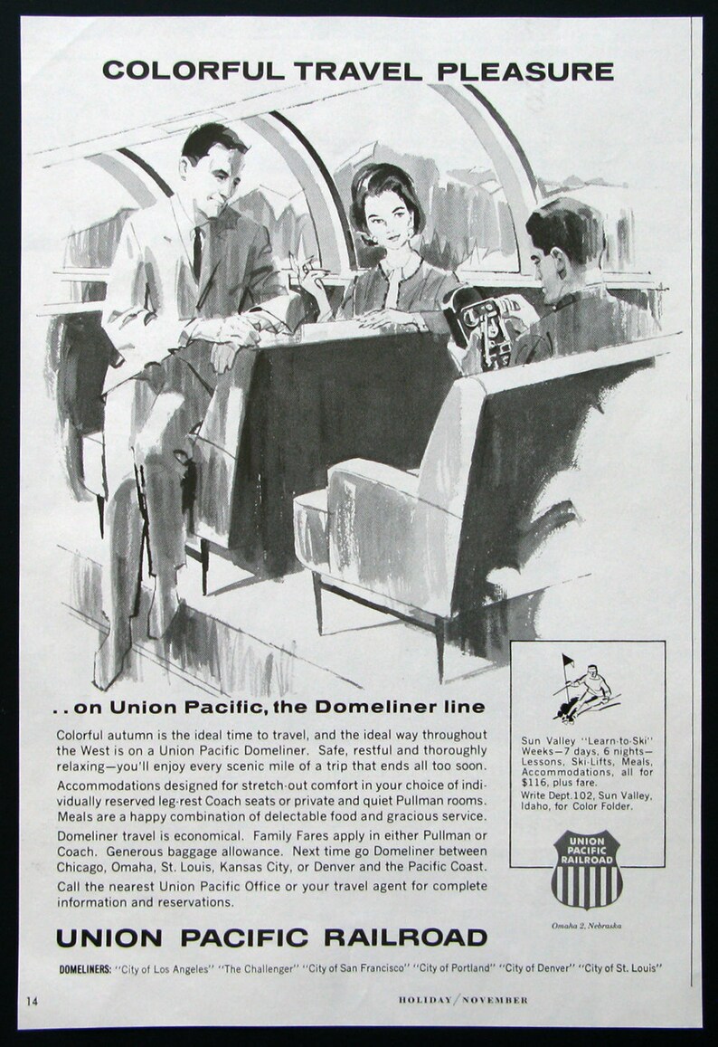 1963 Union Pacific Railroad Ad Vintage Print Ads Domeliner - Etsy