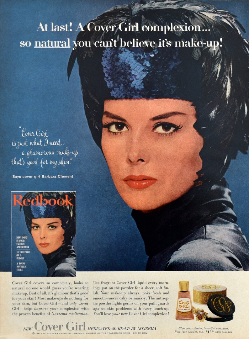 1963 Cover Girl Ad 1960s Beauty Ads Retro Bathroom Art - Etsy