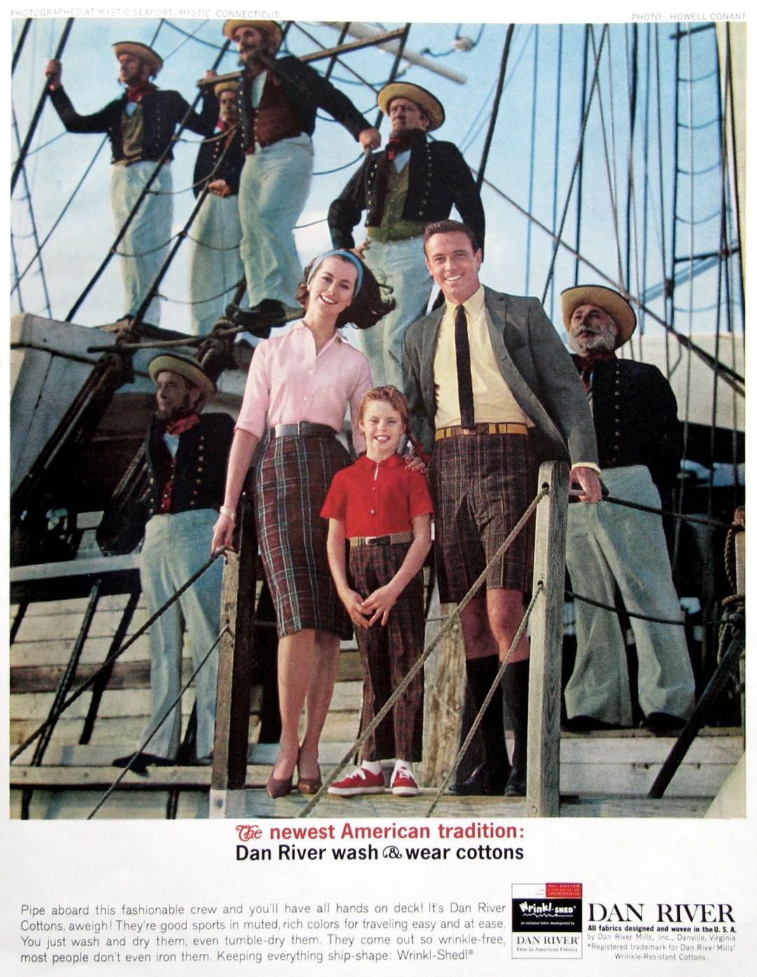 1963 Dan River Clothing Vintage Ad, Mystic Seaport Tall Ship, 1960s ...