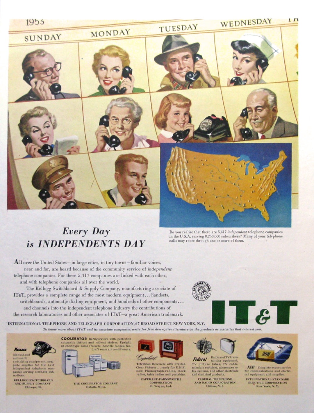 1953 IT&T Telephone Telegraph Ad, 1950s Americana, Retro Phone Ads, 50s ...