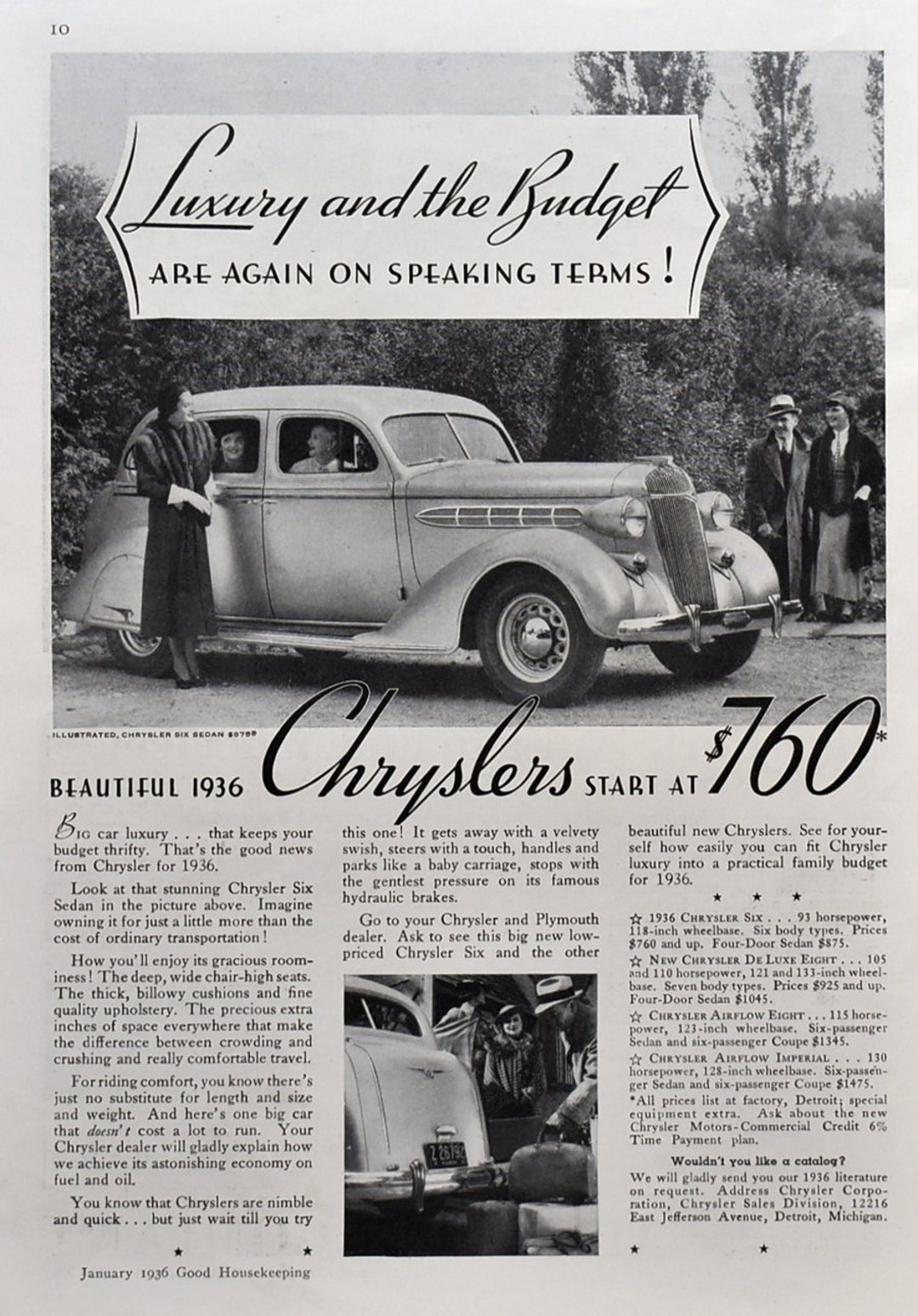 1936 Chrysler Six Sedan Ad 1930s Chrysler Auto Advertising - Etsy