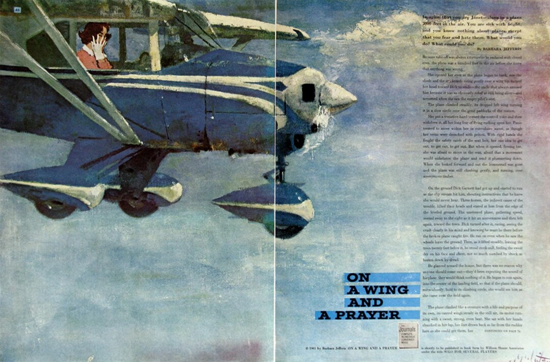 1961 Vintage Aviation Art, Female Pilot, Coby Whitmore, Magazine ...