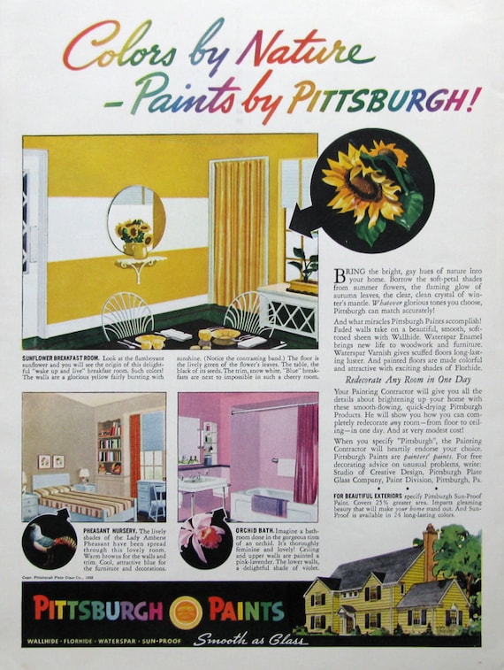 1938 Pittsburgh Paints Ad 1930s Home Decor Inspiration | Etsy