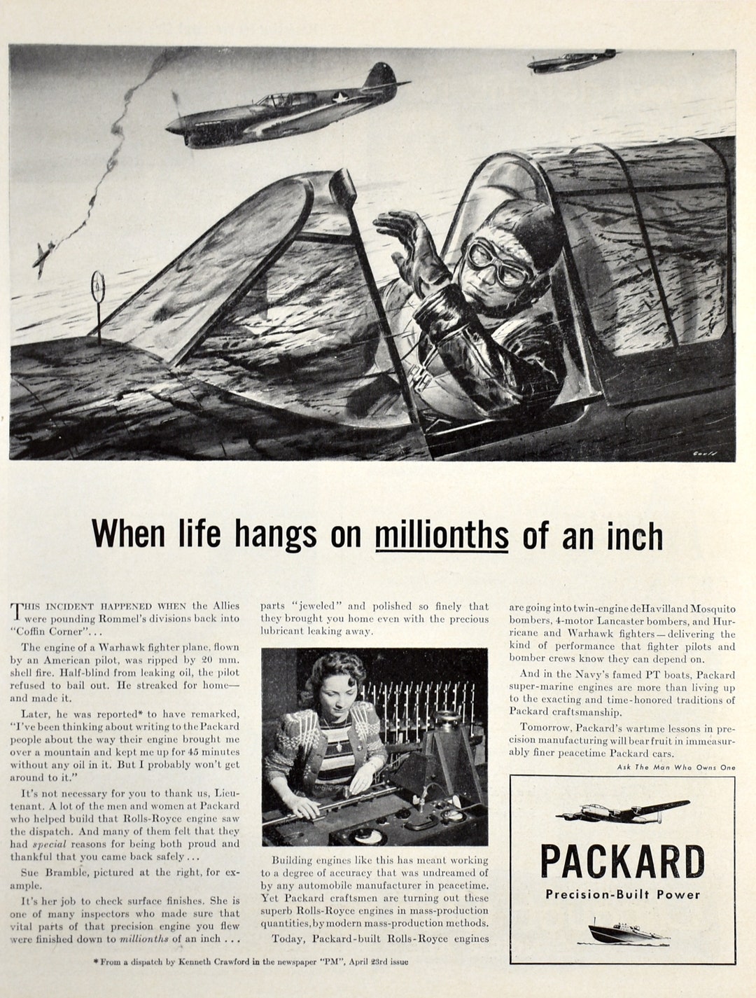 1943 Packard Aviation Ad, WW2 Aircraft, Warhawk Fighter Jet, World War ...