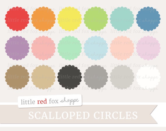 Scalloped Circles Clipart Circle Frames Clip Art Labels Tags - Etsy